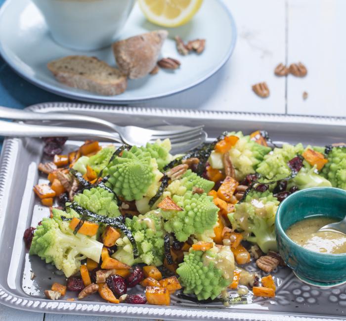 Romanesco and sweet potato salad with tahini | Veggies First